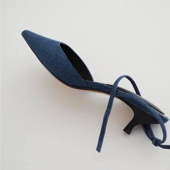 Zara | Shoes | Zara Denim Tile Blue Kitten Heel Shoes | Poshmark